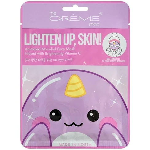 The Crème Shop Animated Sheet Masks Lighten Up, Skin! Narwhal Face Mask ...