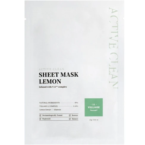Village 11 Factory Active Clean Sheet Mask Lemon for All Skin Types ...