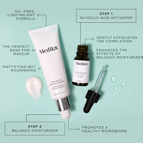 Medik8 Balance Moisturiser with Glycolic Acid Activator Matificante ...