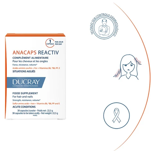 Ducray Anacaps Reactiv Food Suplement for Reactional Hair Loss ...