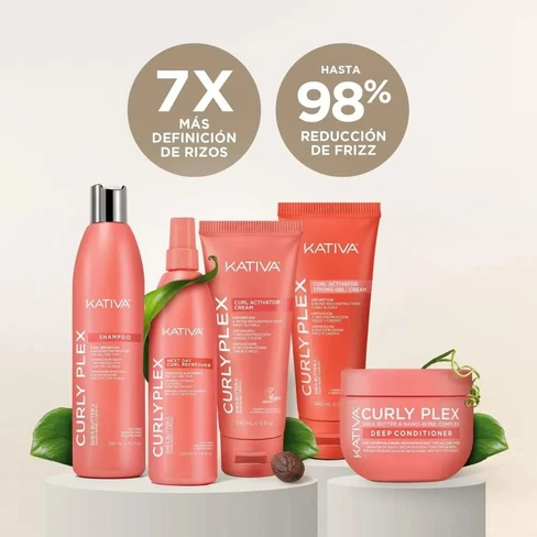 Kativa Curly Plex Gel-crema activador de rizos fuerte Definición y ...