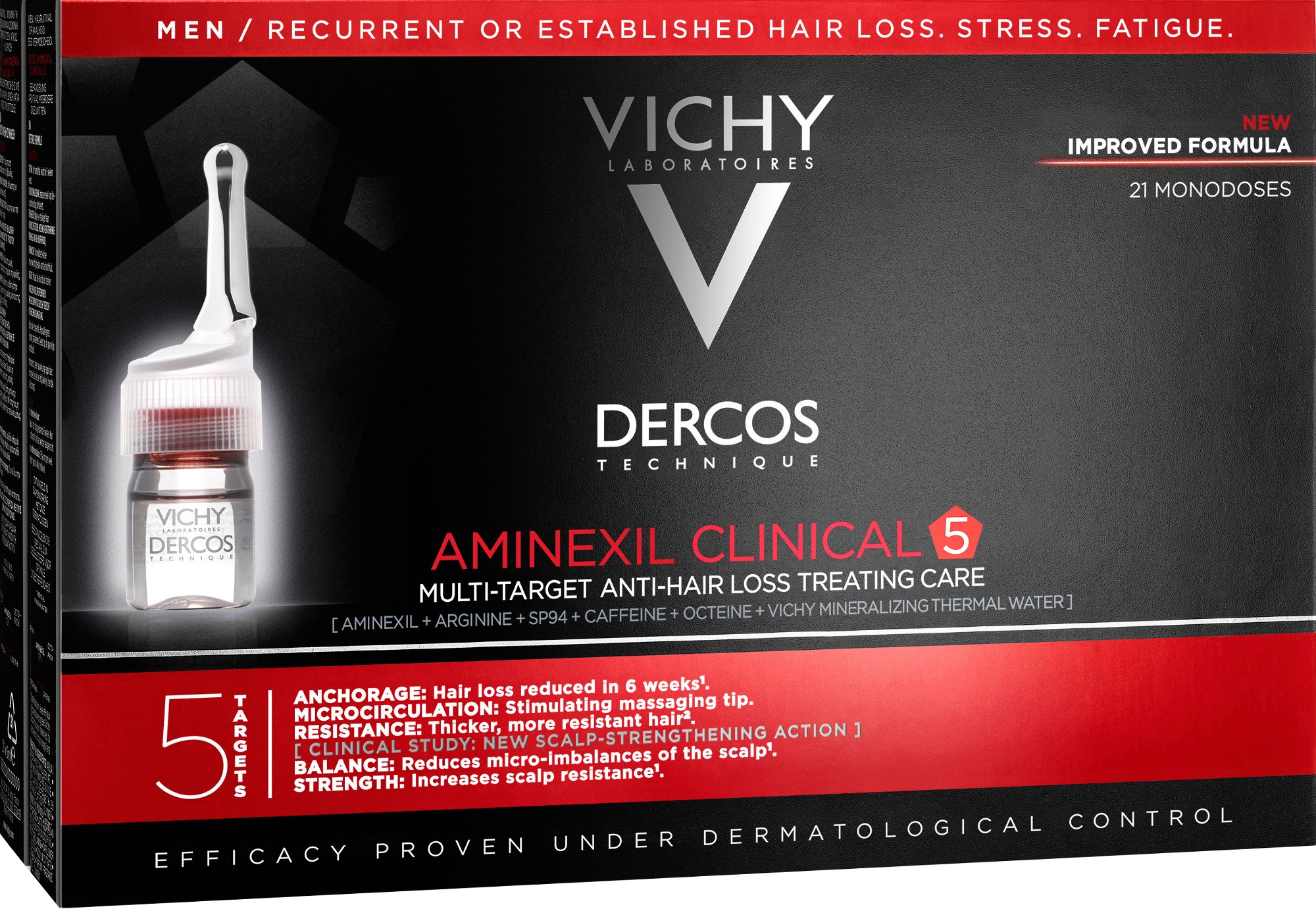 Dercos Aminexil Clinical 5 Men Ampules Multi Target Anti Hair Loss ...