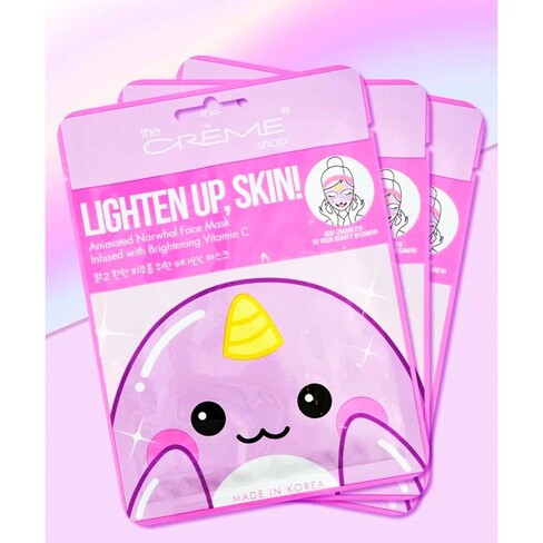 The Crème Shop Animated Sheet Masks Lighten Up, Skin! Narwhal Face Mask ...